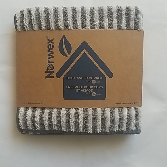 Norwex | Bath | Bath And Face Towels Gray And White Striped Set Of ...